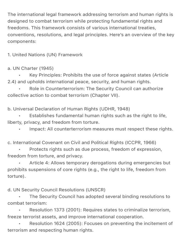 The international legal framework addressing terrorism and human rights ...