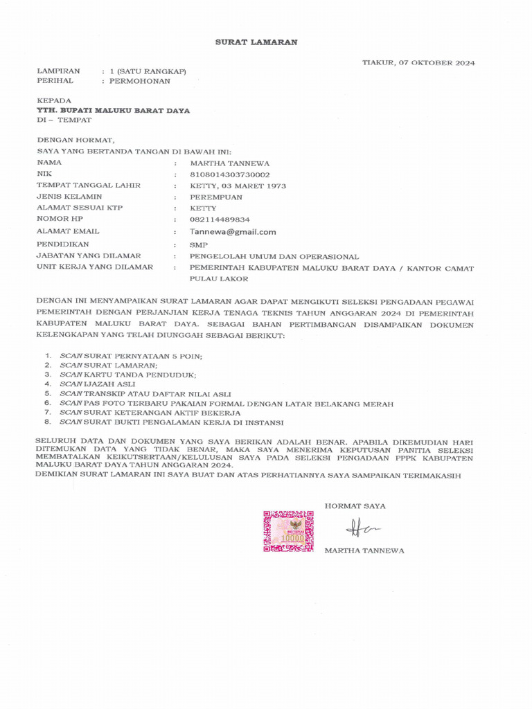 Surat Lamaran Lama | PDF