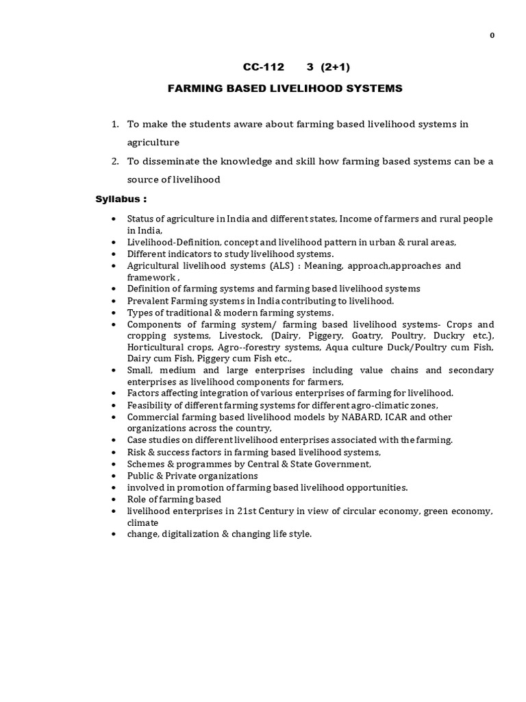 Theory Notes Farming Based Livelihood Systems | PDF | Agriculture | Foods
