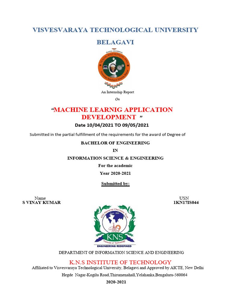 Intership Report Final VK | PDF | Machine Learning | Python (Programming Language)