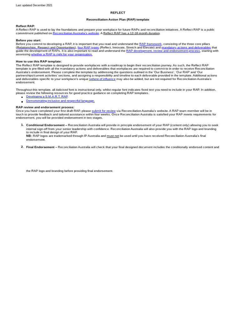 Reflect RAP Template | PDF | Indigenous Peoples Of Australia