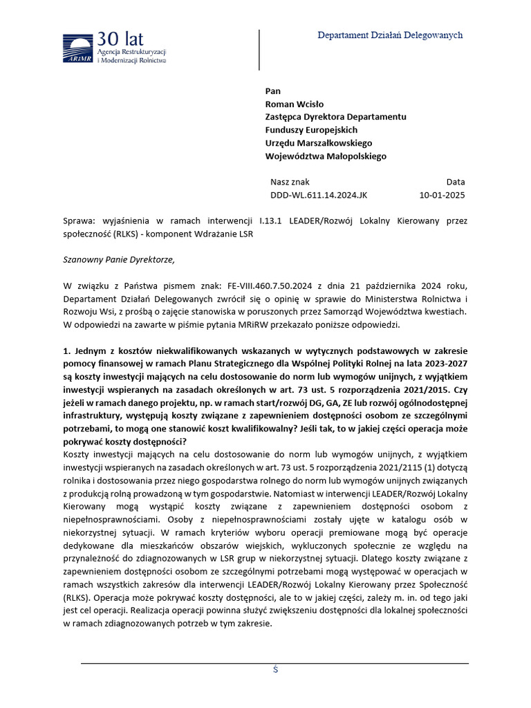 DDD-WL - 611 14 2024 JK-dot - Wdrazania-LSR - 10 01 2025 | PDF