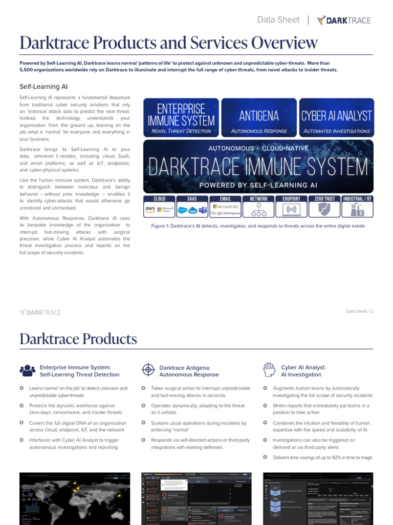 Darktrace Products and Services Overview | PDF | Artificial Intelligence | Intelligence (AI ...