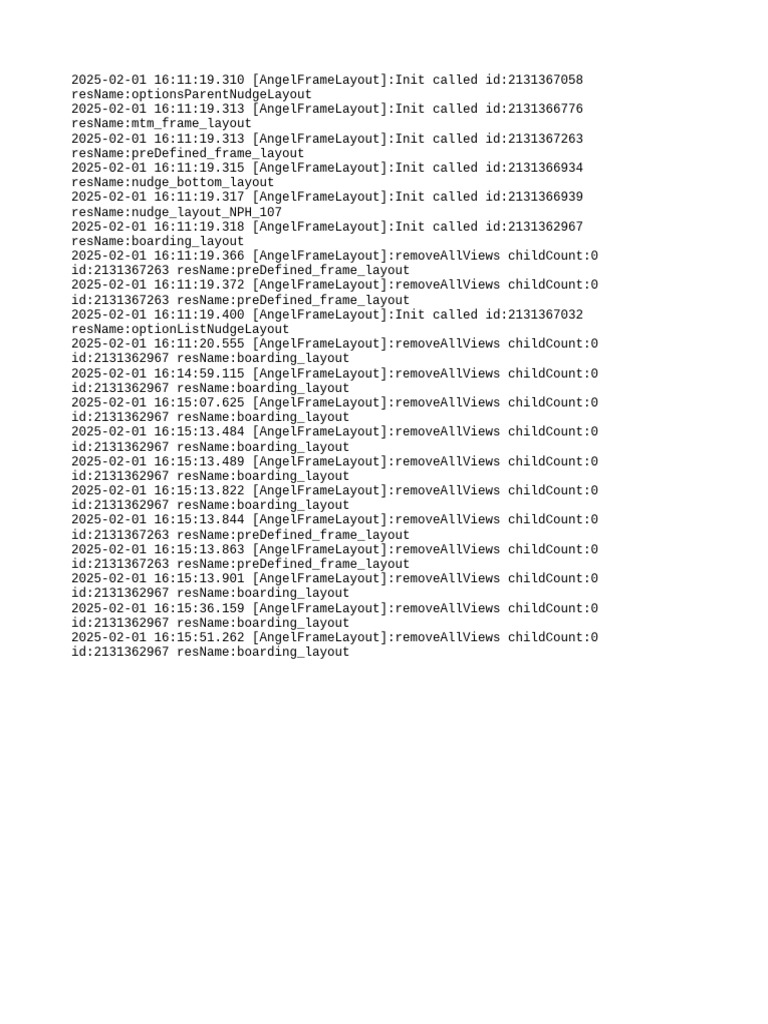 AngelFrameLayout Initialization Logs | PDF