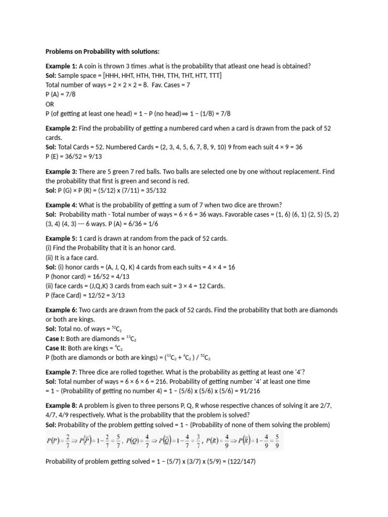 Problems on Probability with solutions | PDF | Probability | Odds