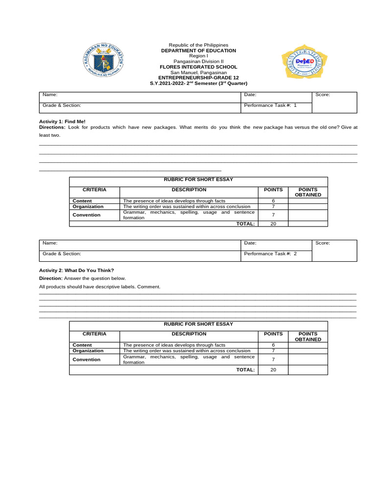 ENTREP-PT-Q3 W1-4 | PDF | Human Communication