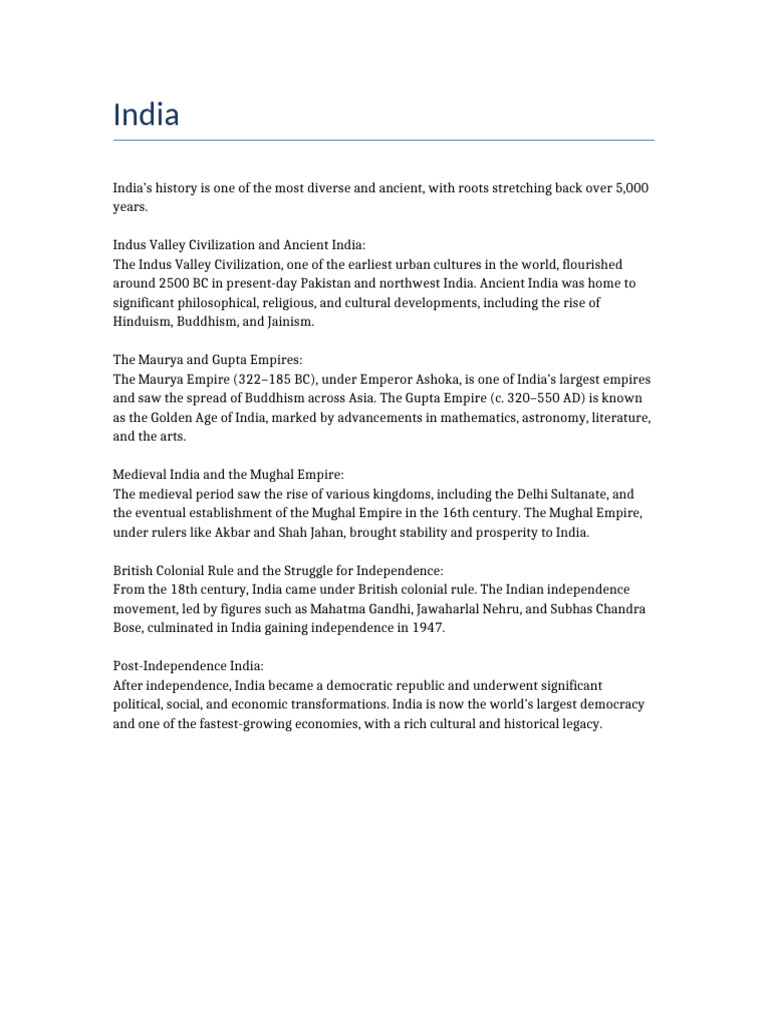 Overview of India's Rich History | PDF