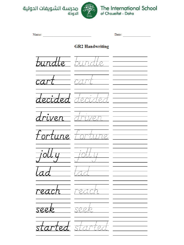 Grade 2 Handwriting W3 | PDF