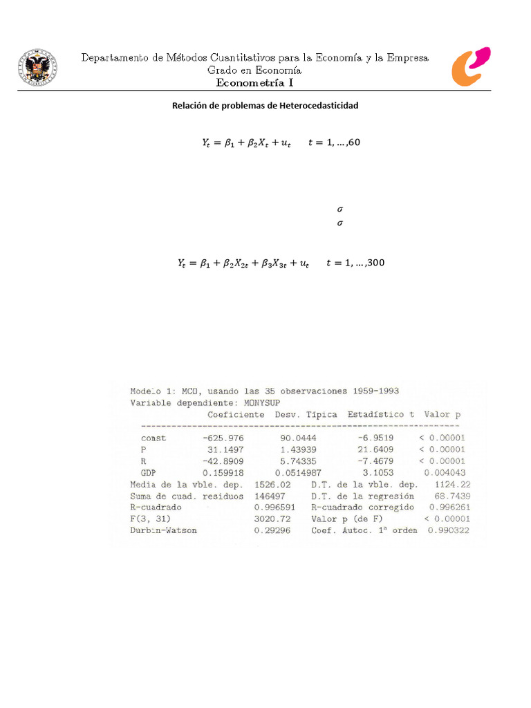 Análisis de Heterocedasticidad en Modelos | PDF | Inferencia ...