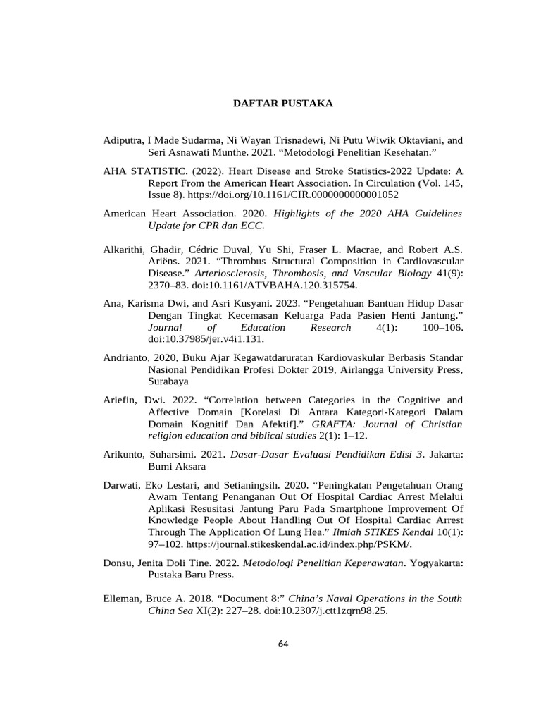 Daftar Pustaka | PDF | Cardiopulmonary Resuscitation | Medical Specialties