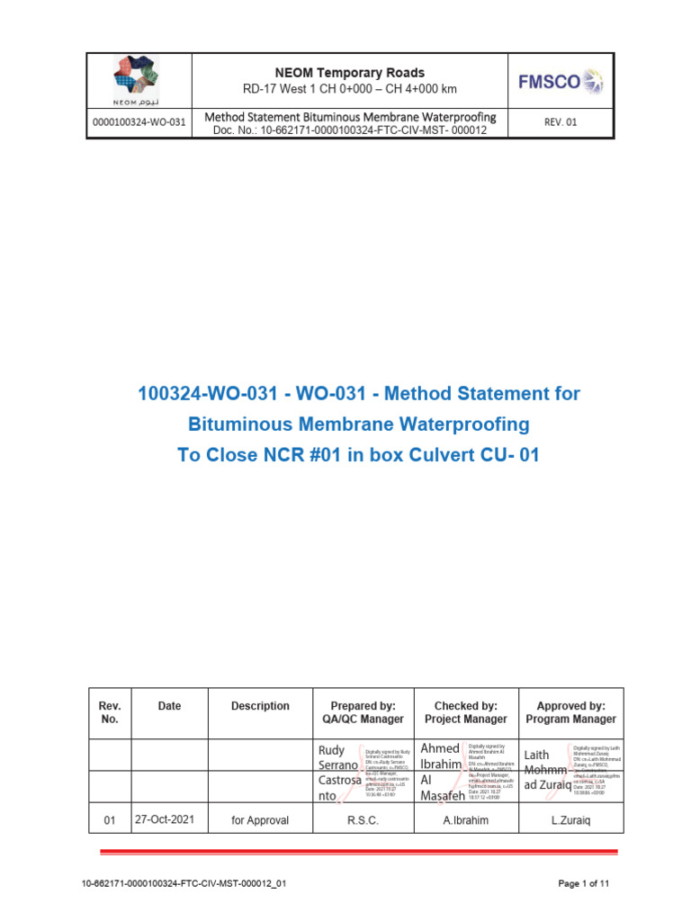 MST For Bituminous Waterproofing Membrane | PDF | Personal Protective ...