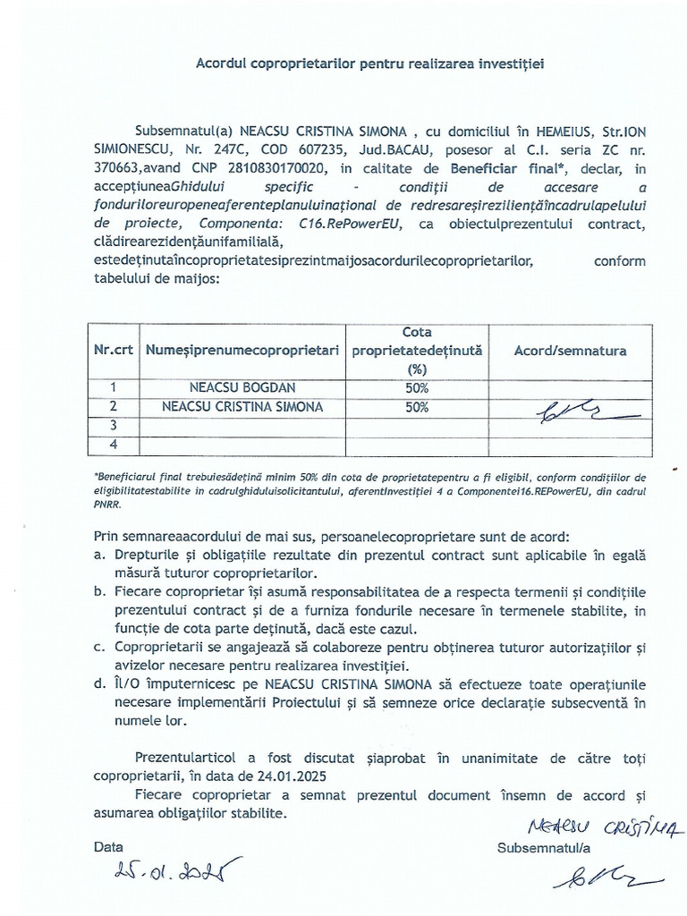 Acord Coproprietar | PDF