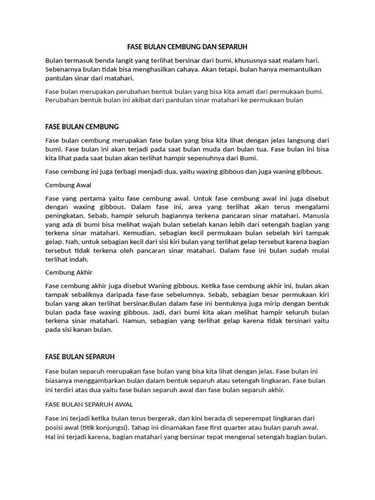 FASE BULAN CEMBUNG DAN SEPARUH | PDF