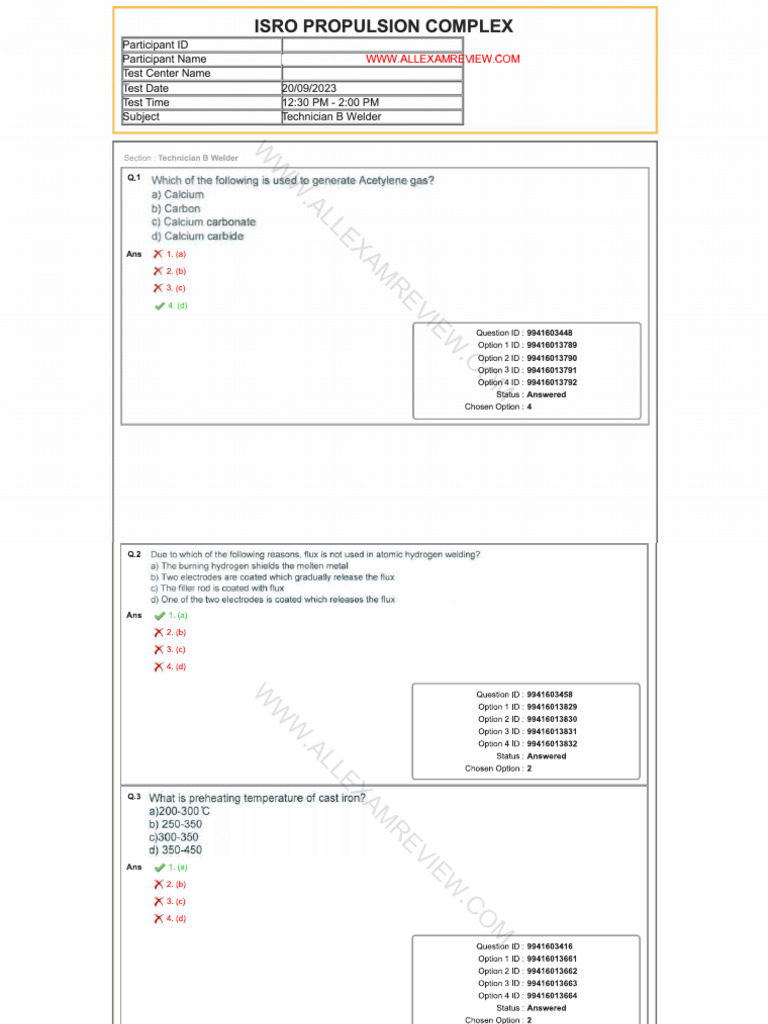 ISRO IPRC Technician B Welder 2023 | PDF | Chemical Substances