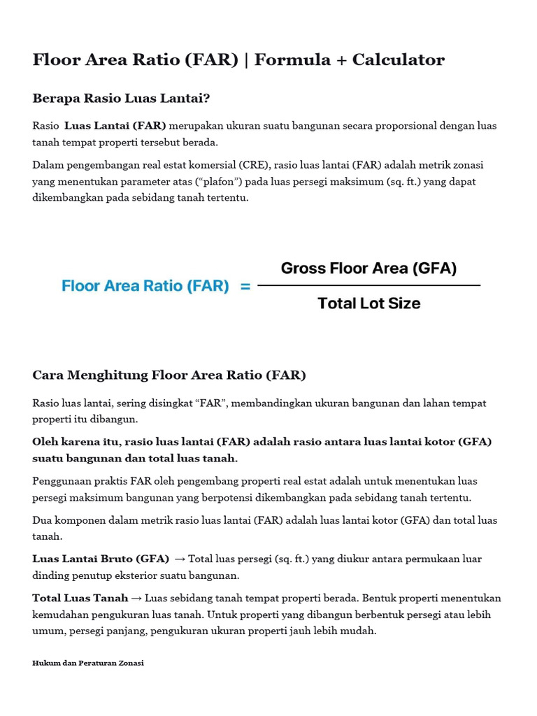 Rasio Luas Lantai (FAR) Rumus + Kalkulator | PDF