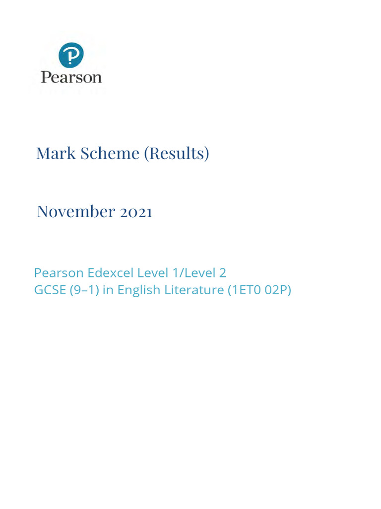 June 2021 MS - Paper 2P Edexcel English Literature GCSE | PDF | Poetry