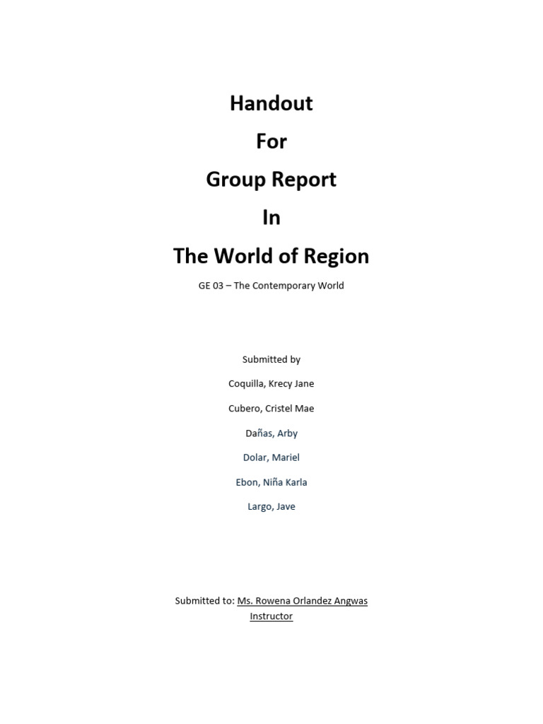 Handout Report of Group 4 | PDF | Globalization | Regional Integration