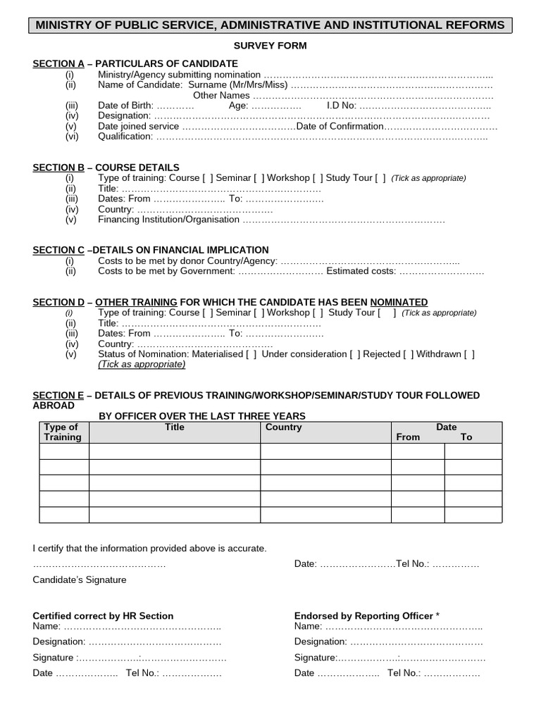 Survey Forms | PDF | Government