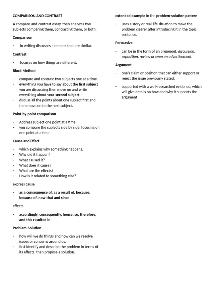 Comparison and Contrast | PDF