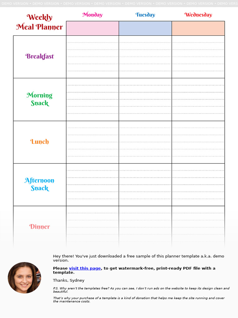 Colourful Meal Planner-A4 | PDF