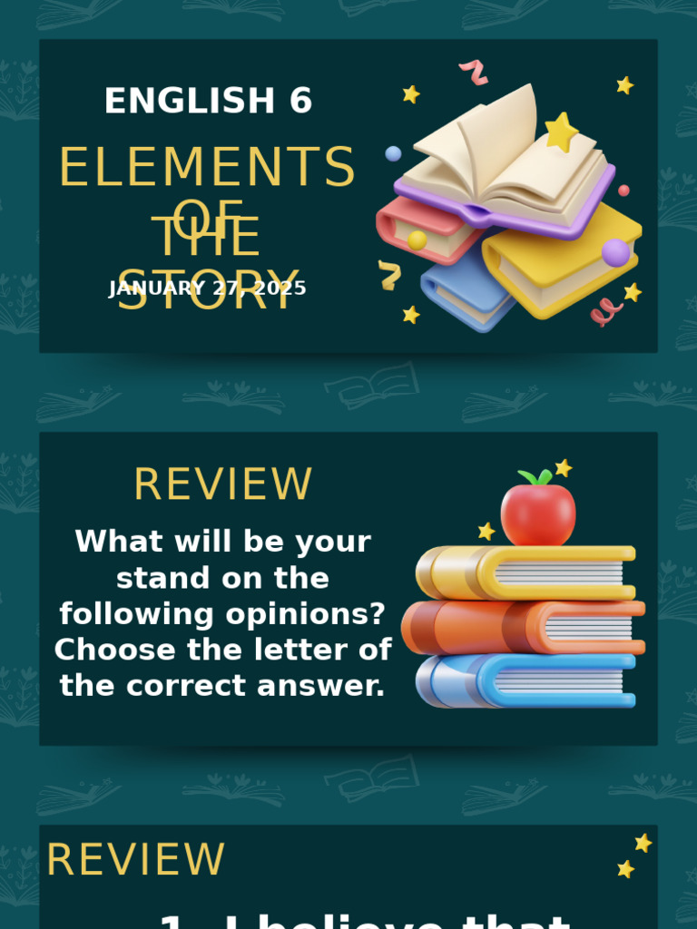 Elements of The Story Book Review Activity Presentation in Green and ...