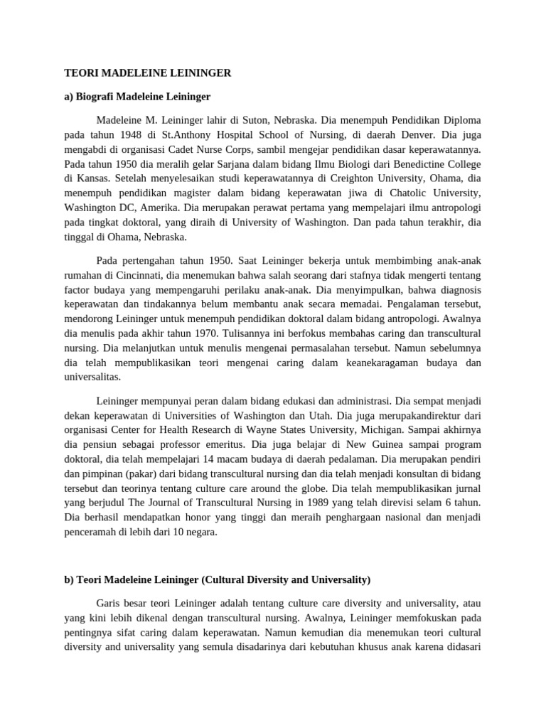 TEORI MADELEINE LEININGER | PDF
