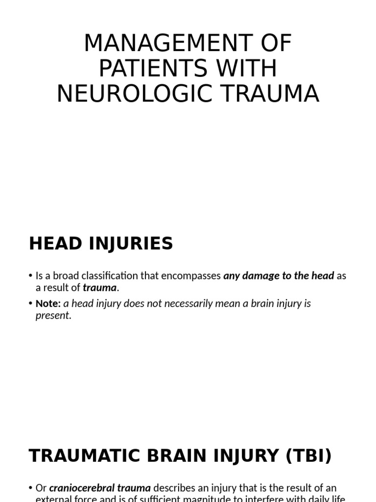 Management-of-Patients-with-Neurologic-Trauma | PDF | Traumatic Brain ...