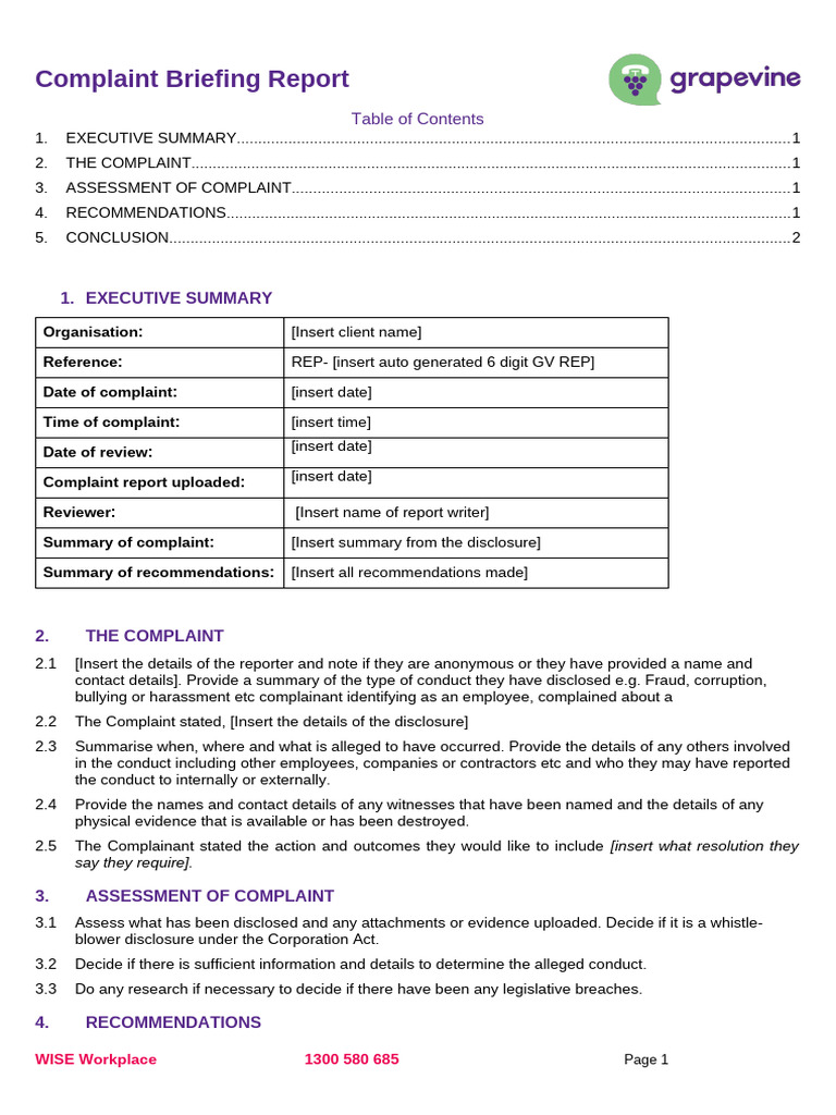 Basic Breifing Report Template | PDF | Justice | Crime & Violence