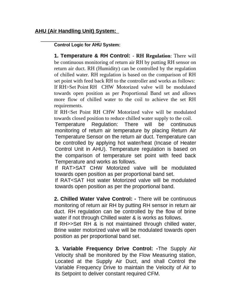 Control Logic For AHU System | PDF | Flow Measurement | Heat