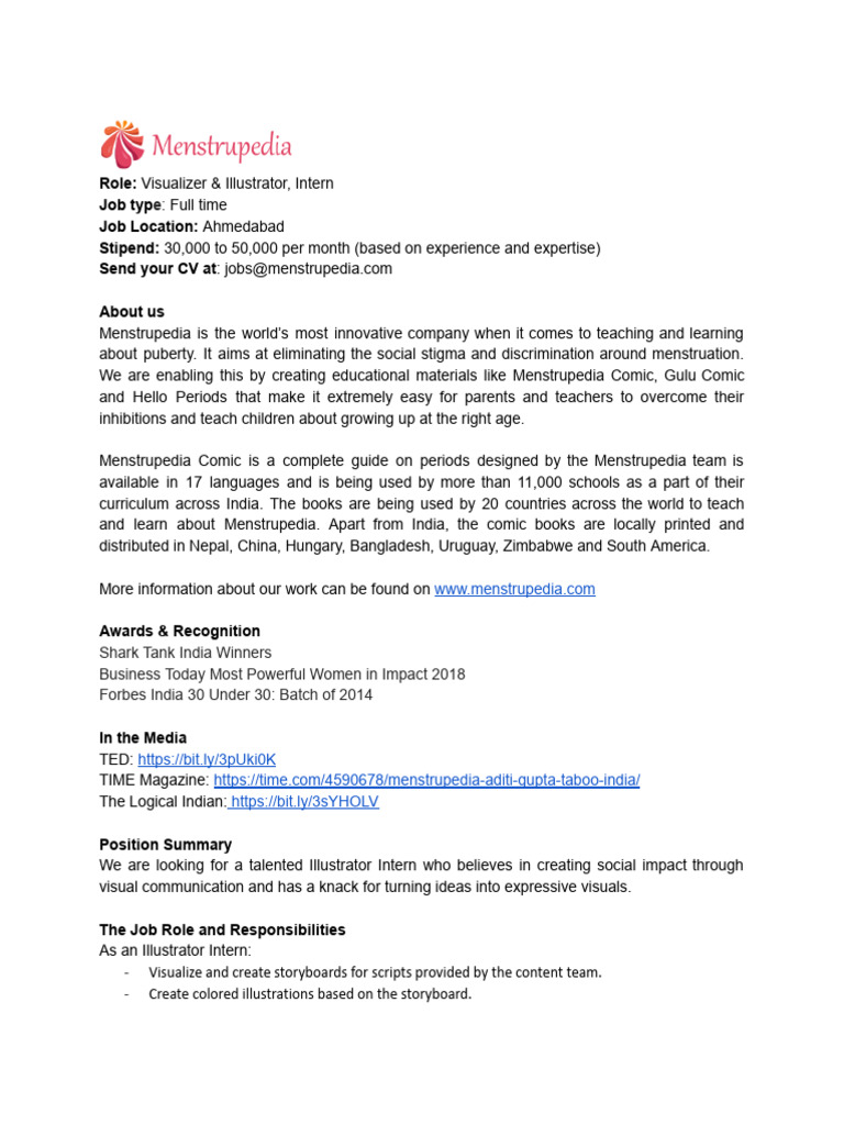 JD Visualizer & Illustrator Intern - Founder's Office | PDF | Adobe Illustrator