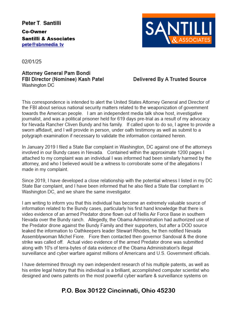 1 Montgomery Letter - Pete Santilli | PDF | National Security Agency ...