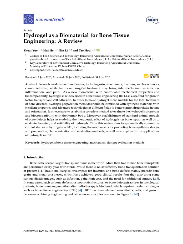 Hydro Gels | PDF | Tissue Engineering | Bone
