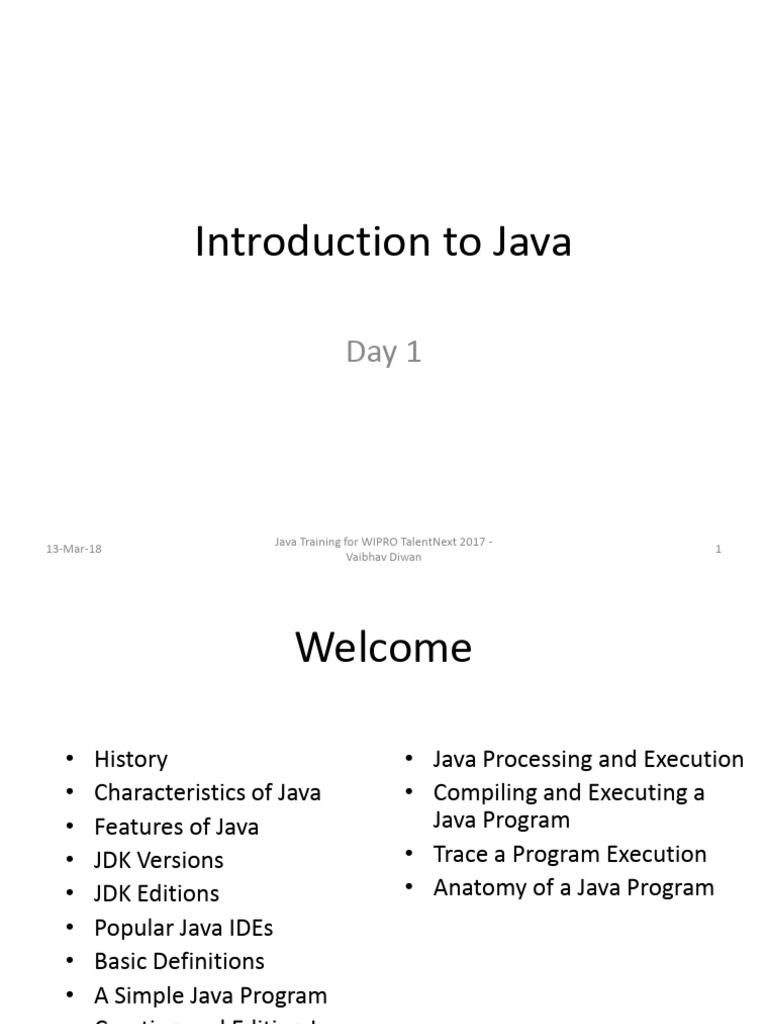 Java Basics for WIPRO TalentNext | PDF | Java (Programming Language) | Object Oriented Programming