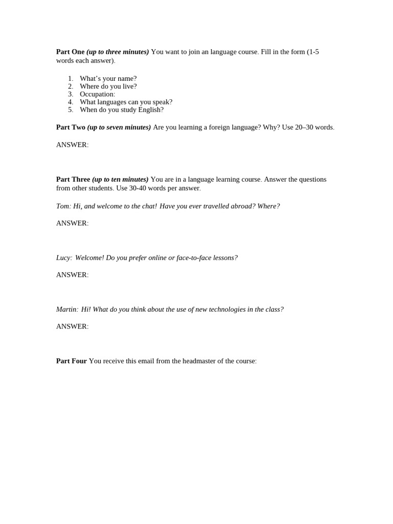 Language Course Enrollment and Feedback | PDF