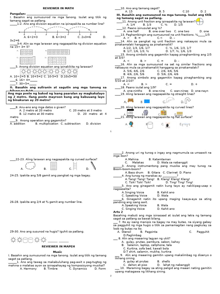 3rd Quarter REVIEWER All Subjects | PDF