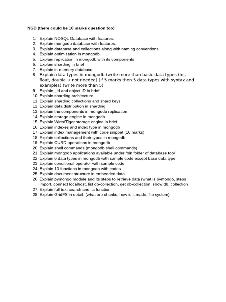 NGD Quesiton Bank (Theory) | PDF