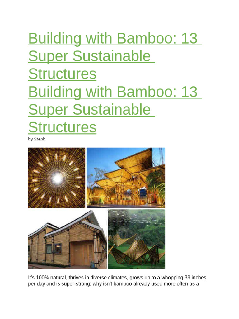 Building with Bamboo | PDF | Bamboo