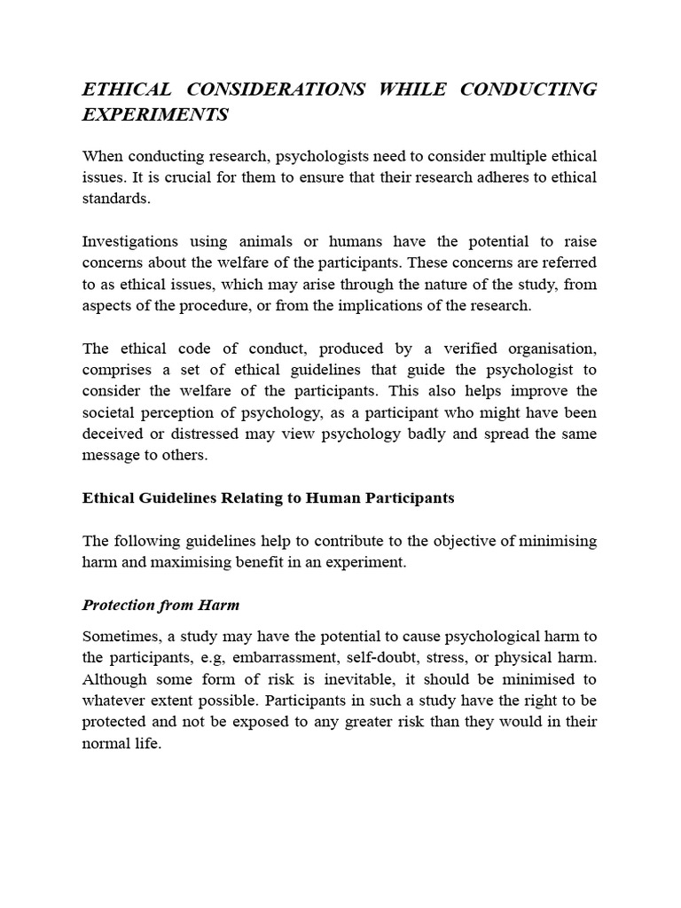 Ethical Considerations While Experimenting | PDF | Informed Consent ...