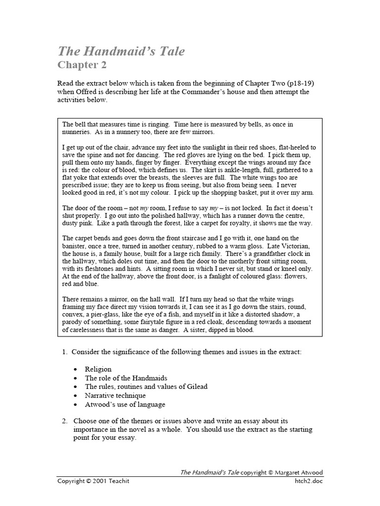 Handmaid's Tale - Chapter 2 Tasks | PDF