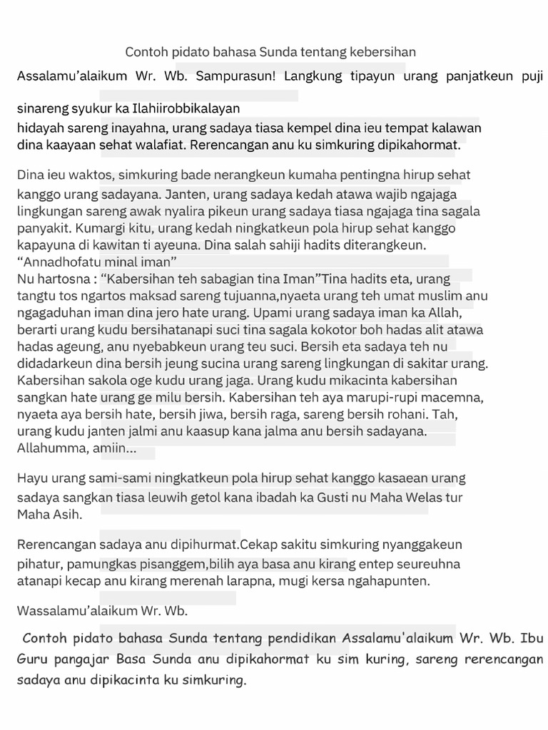 Contoh Pidato Bahasa Sunda Tentang Kebersihan - PDF - 20250121 - 185125 - 0000 | PDF