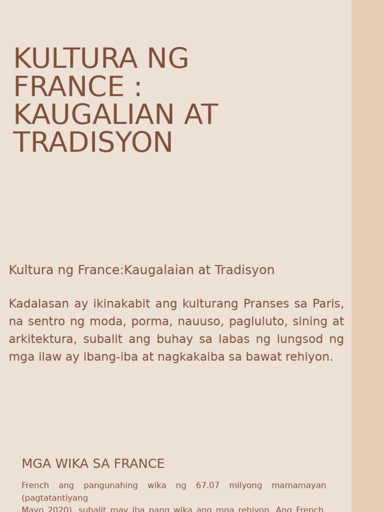 Kultura Ng France Kaugalian at Tradisyon | PDF