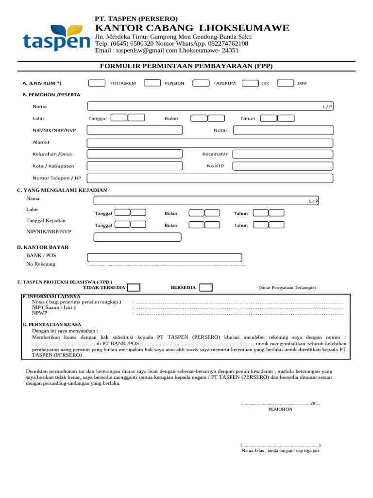 1 Formulir Permintaan Pembayaran | PDF