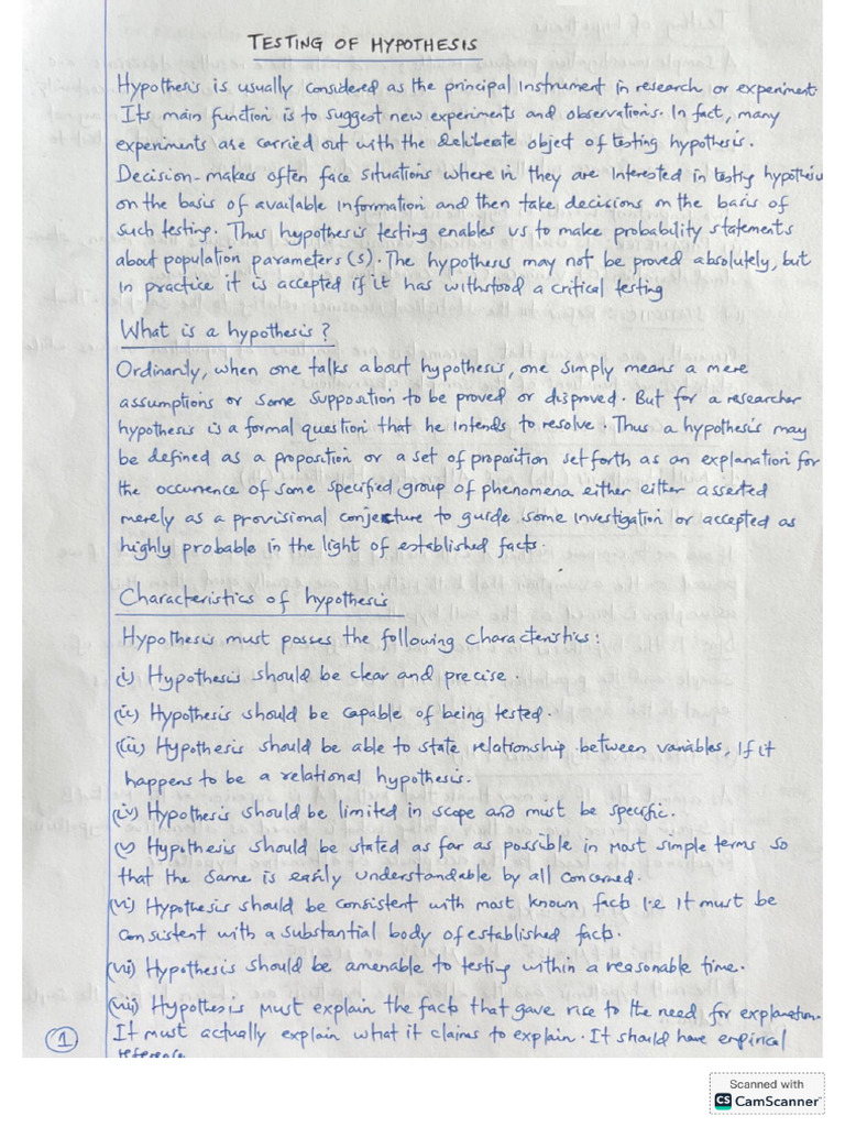 Testing Hypothesis - Advanced Statistics | PDF