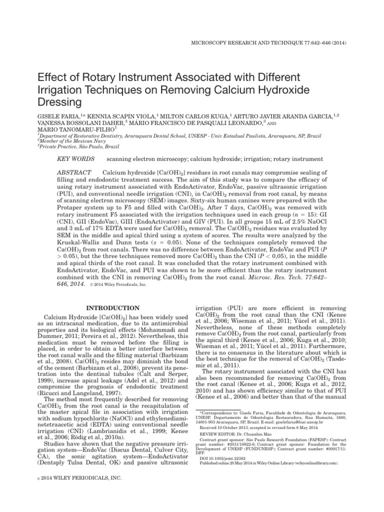 Microscopy Res Technique - 2014 - Faria - Effect of Rotary Instrument ...