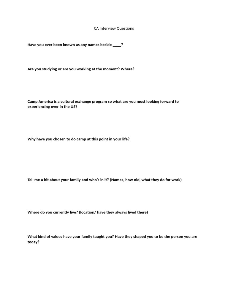 CA Interview Questions MASTER | PDF | Mental Disorder | Disability