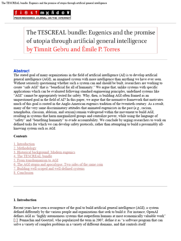 The TESCREAL Bundle - Eugenics and The Promise of Utopia Through ...