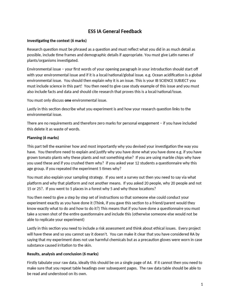 Ia General Feedback Pdf Experiment Data