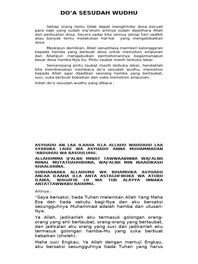 Do'a2, setelah wudlu dll | PDF