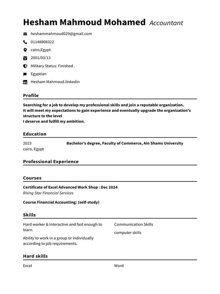Hesham Mahmoud Mohamed FlowCV Resume 20250120 | PDF