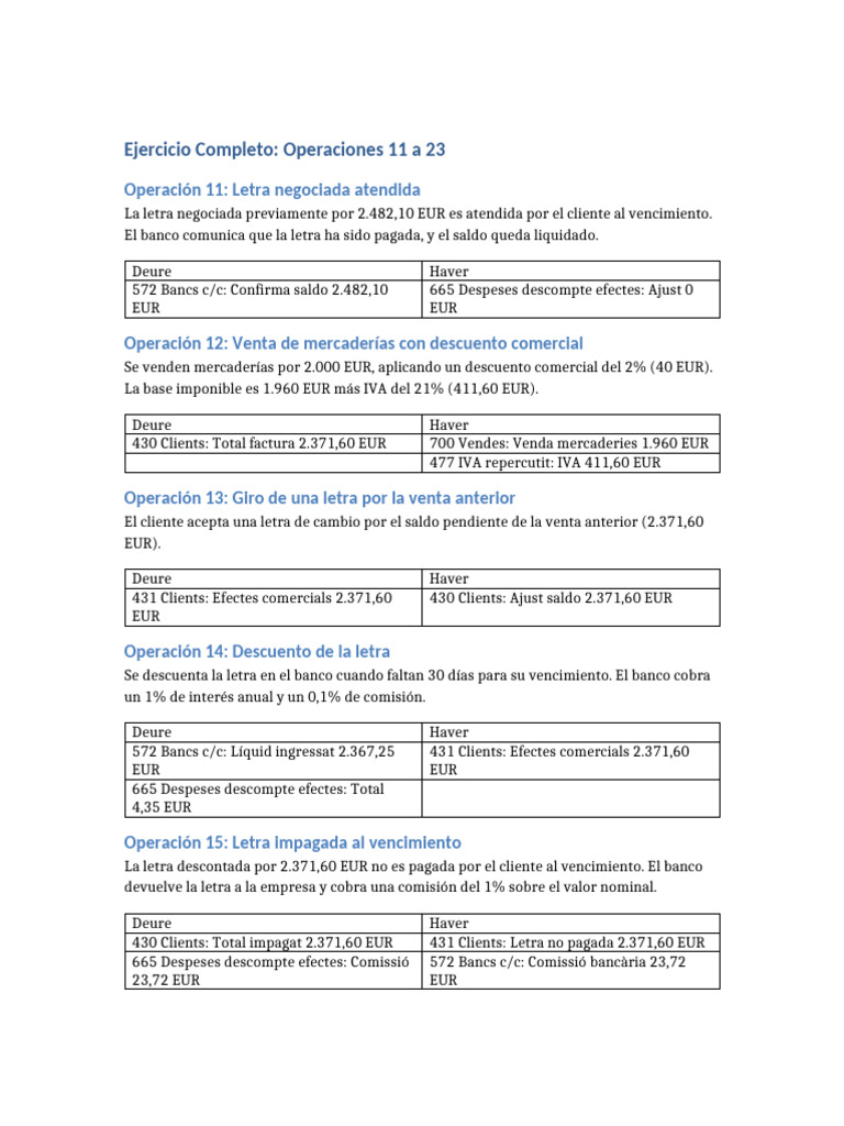 Ejercicio2 Operaciones 11 23 | PDF | Bancos | Dinero